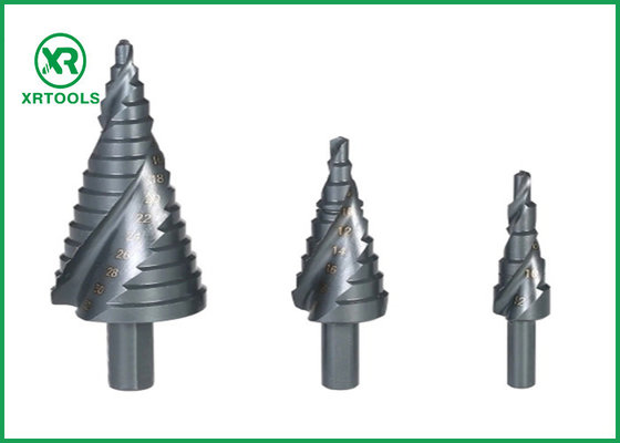 Metric 3 Flats Shank HSS Step Drill Bit , Spiral Flute Step Up Drill Bit Chip Breaker supplier