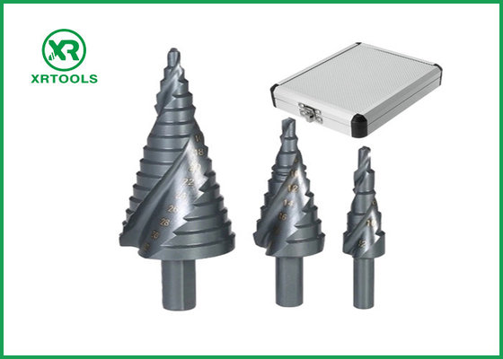 Metric 3 Flats Shank HSS Step Drill Bit , Spiral Flute Step Up Drill Bit Chip Breaker supplier
