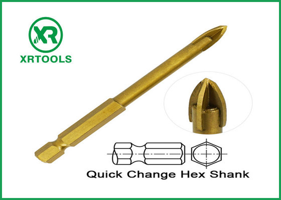 Titanium Coated Glass Metric Masonry Drill Bits Gold Color Welded Process supplier