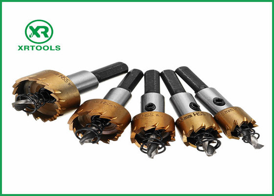 M35 Gold Coated HSS Hole Saw , Three Flat Shank 6mm Hole Saw 18 Degree Split Teeth supplier