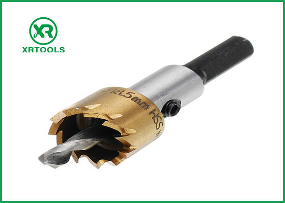M35 Gold Coated HSS Hole Saw , Three Flat Shank 6mm Hole Saw 18 Degree Split Teeth supplier