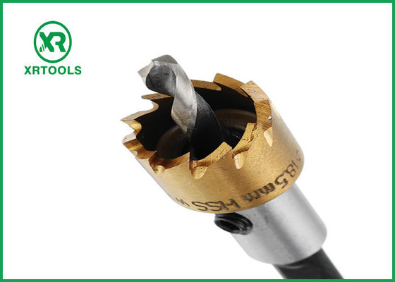 M35 Gold Coated HSS Hole Saw , Three Flat Shank 6mm Hole Saw 18 Degree Split Teeth supplier