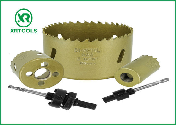 Gold Round Bi Metal Hole Saw , HSS M42 Carbide Tipped Hole Saw With Built supplier