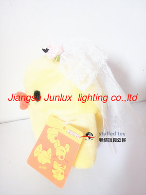 2016 stuffed yellow chicken with Wedding dressed small plush toy new design loved by kids
