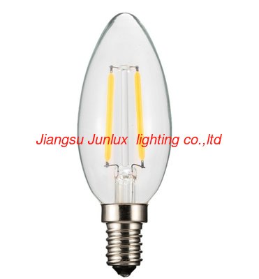 LED clear vintge c35 2w E14 filament candle light transparent glass bulb Lumen illumination decorative interior 100lm/w