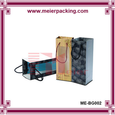 China Standard Double-side offset twisted paper Wine Bottle gift box with PVC window supplier