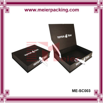 China Recycled coardboard paper black Offset CMYK printing Clamshell Box with ribbon closure supplier