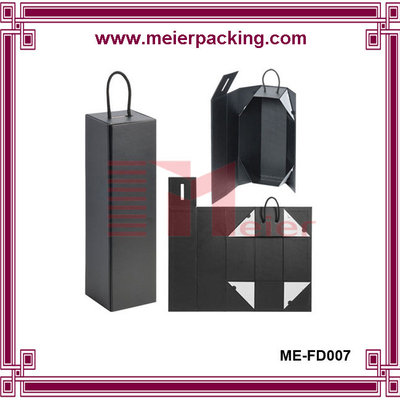 China Two side offset black paper foldable box for welding cutting outfit with handle for single wine supplier