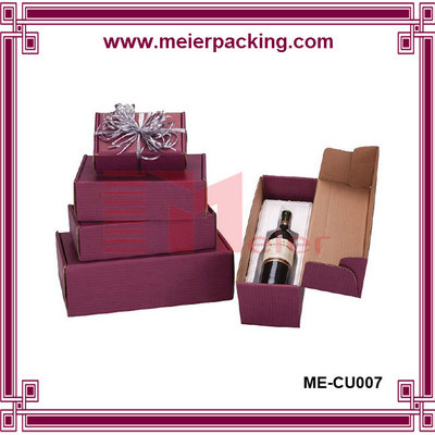 China Cheap price Purple printed Safe paper mail carton box with tray for single red wine bottle supplier