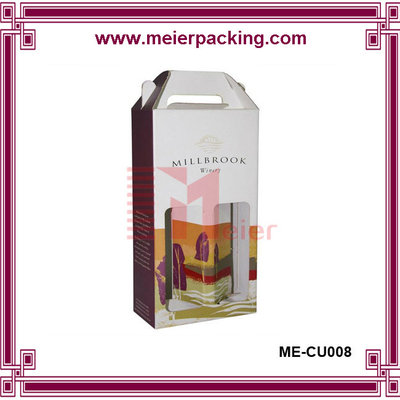 China Folding take away corrugated cardboard paper two wine bottle box packaging wholesale with gable design supplier