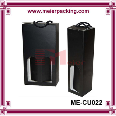 China Custom black corrugated cardboard carry box with rope handle for wine bottle supplier
