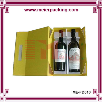 China best-sell custom decorative recyclable folding box with magnetic for two red wine bottle supplier