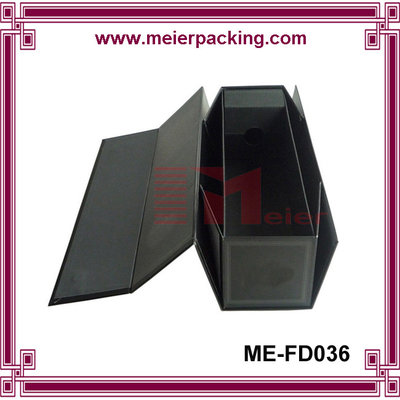 China Luxury flat pack single bottle wine box custom cardboard black wine box with folding design supplier