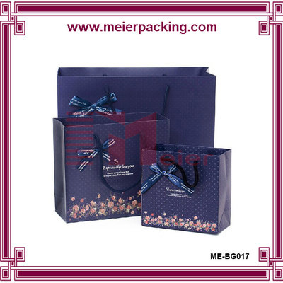 China Dark blue New recycle foldable shopping paper bag with custom logo supplier