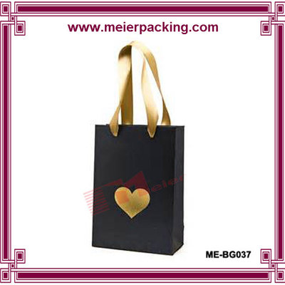 China Wholesale custom logo paper bag with long ribbon handles made by machines supplier