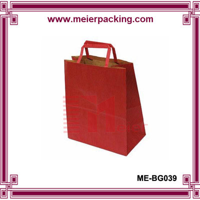 China Factory hot selling red color printing kraft paper carrier shopping bag with paper handle supplier