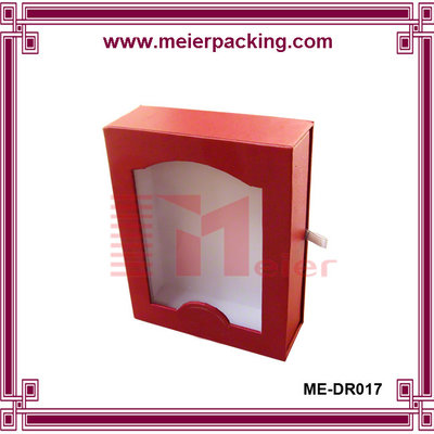 China 100% recycle red Paper Sliding Drawer Souvenir Craft Packing Box with clear pvc window supplier
