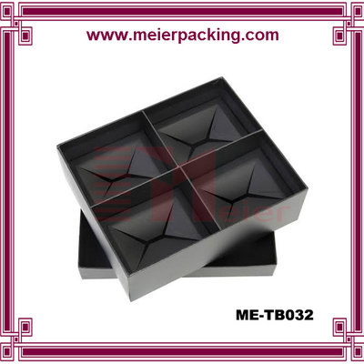 China Custom Packaging Printed Logo Rigid Set up 2 Pieces matte black Paper Box for 4 cups supplier