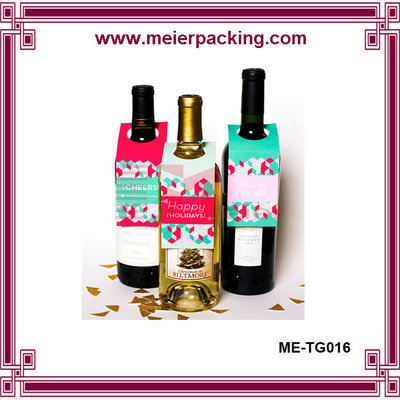 China Paper wine glass tag wine bottle hang tags cut hole foldable cardboard with custom printing supplier