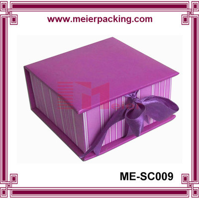 China Gold foil logo new design Clamshell purple gift paper box with ribbon for toiletry set supplier