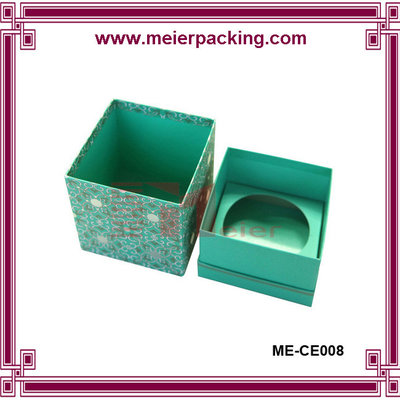 China Recyclable Matte green printing candle glass jars packaging boxes with lid and round holder insert supplier