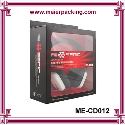 China Well-designed custom printing promotional cardboard box with clear PET window for earphone supplier
