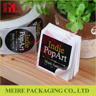 China Black color Custom die cut labels on rolls and single piece with your logo design supplier