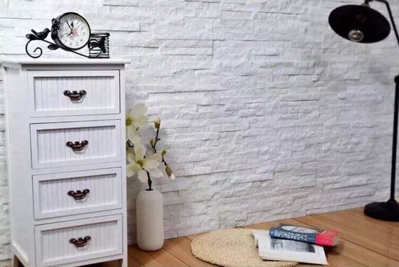 Natrual white quartz quartzite veneer cladding panel cultured stone stacked stone ledge stone glued wall panel flageston
