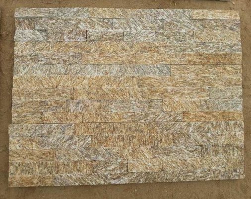Beige yellow veneer cladding panel cultured stone stacked stone ledge stone glued wall panel flagestone with corner
