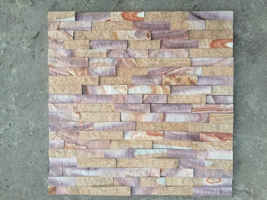 China rainbow sandstone cladding panel cultured stone stacked stone ledge stone glued wall panel flagestone with corner
