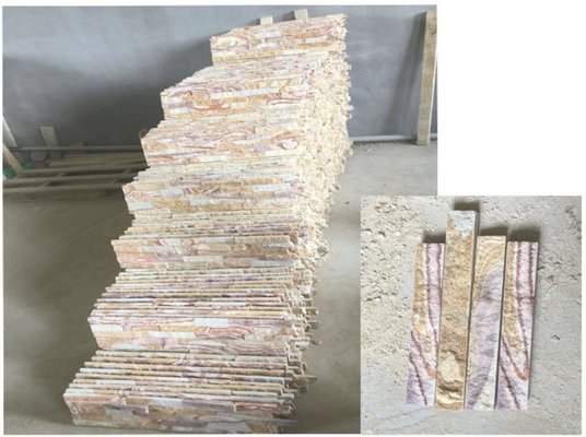China rainbow sandstone cladding panel cultured stone stacked stone ledge stone glued wall panel flagestone with corner
