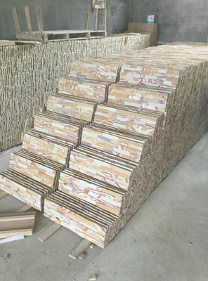 China rainbow sandstone cladding panel cultured stone stacked stone ledge stone glued wall panel flagestone with corner