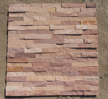 pink red brown sandstone cladding panel cultured stone stacked stone ledge stone glued wall panel flagestone with corner
