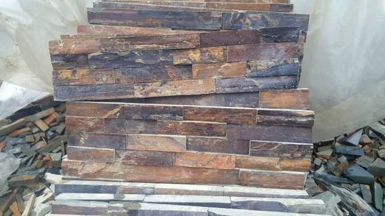 Rusty rough veneer cladding flat panel cultured stone stacked stone ledge stone glued wall panel flagestone with corner
