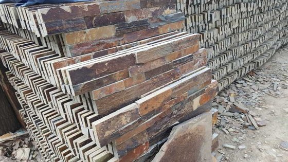 Rusty rough veneer cladding flat panel cultured stone stacked stone ledge stone glued wall panel flagestone with corner