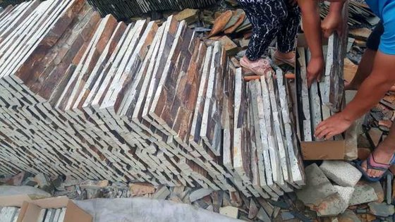 Rusty rough veneer cladding flat panel cultured stone stacked stone ledge stone glued wall panel flagestone with corner
