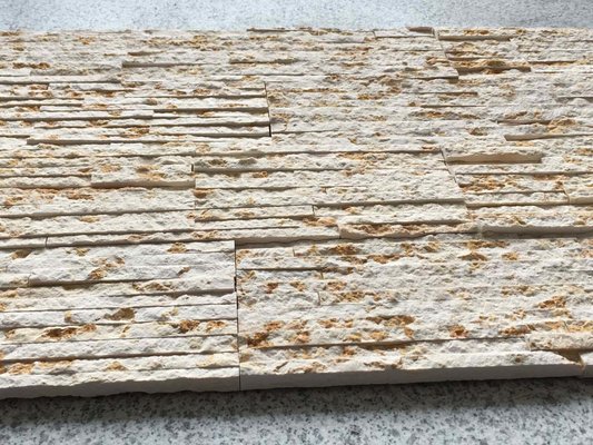 beige yellow marble veneer cladding flat panel cultured stone stacked stone ledge stone glued flagestone with corner