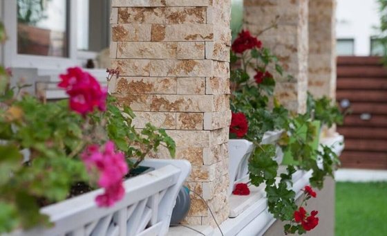 beige yellow marble veneer cladding flat panel cultured stone stacked stone ledge stone glued flagestone with corner