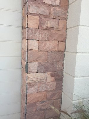 Red pink brow combinated sandstone mushroom stone wall cladding decoration 30x15cm mushroomed stone wall cadding tiles