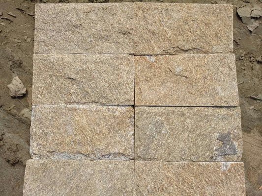 Tiger skin yellow beige mushroom stone wall cladding decoration 30x15cm mushroomed stone wall cadding tiles