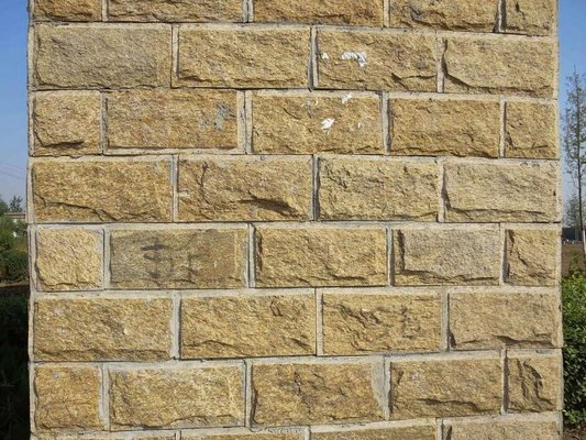 Yellow beige tiger skin style mushroom stone wall cladding decoration 30x15cm mushroomed stone wall cadding tiles