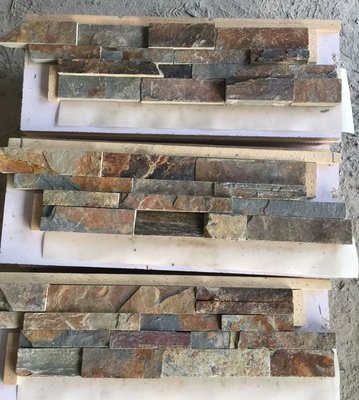 Rough surface Rusty slate cultured stone veneers stacked stone glued wall cladding tiles panels glued panles Z shape