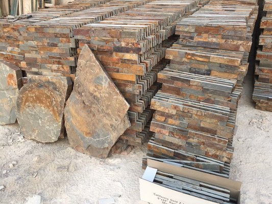Rough surface Rusty slate cultured stone veneers stacked stone glued wall cladding tiles panels glued panles Z shape
