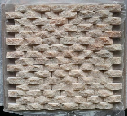Natural beige pink marble floor and wall mosaic tiles paving stone mosaics sheets 305x305mm