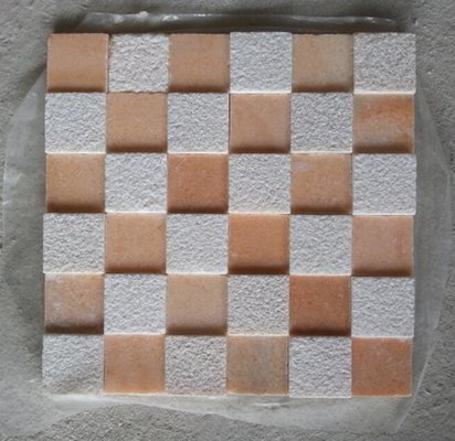 Natural beige pink marble floor and wall mosaic tiles paving stone mosaics sheets 305x305mm