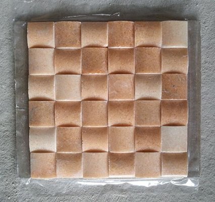 Natural beige pink marble floor and wall mosaic tiles paving stone mosaics sheets 305x305mm