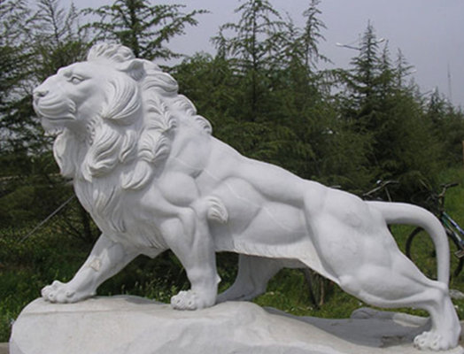 Garden decoration statues outdoor granite handcarved lions sculptures white colour stone lions