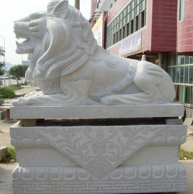 Garden decoration statues outdoor granite handcarved lions sculptures white colour stone lions