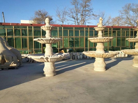 beige cream yellow marble stone landscape water fountain outdoor decorations