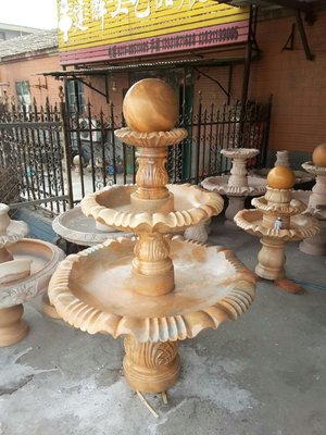 beige cream yellow marble stone landscape water fountain outdoor decorations